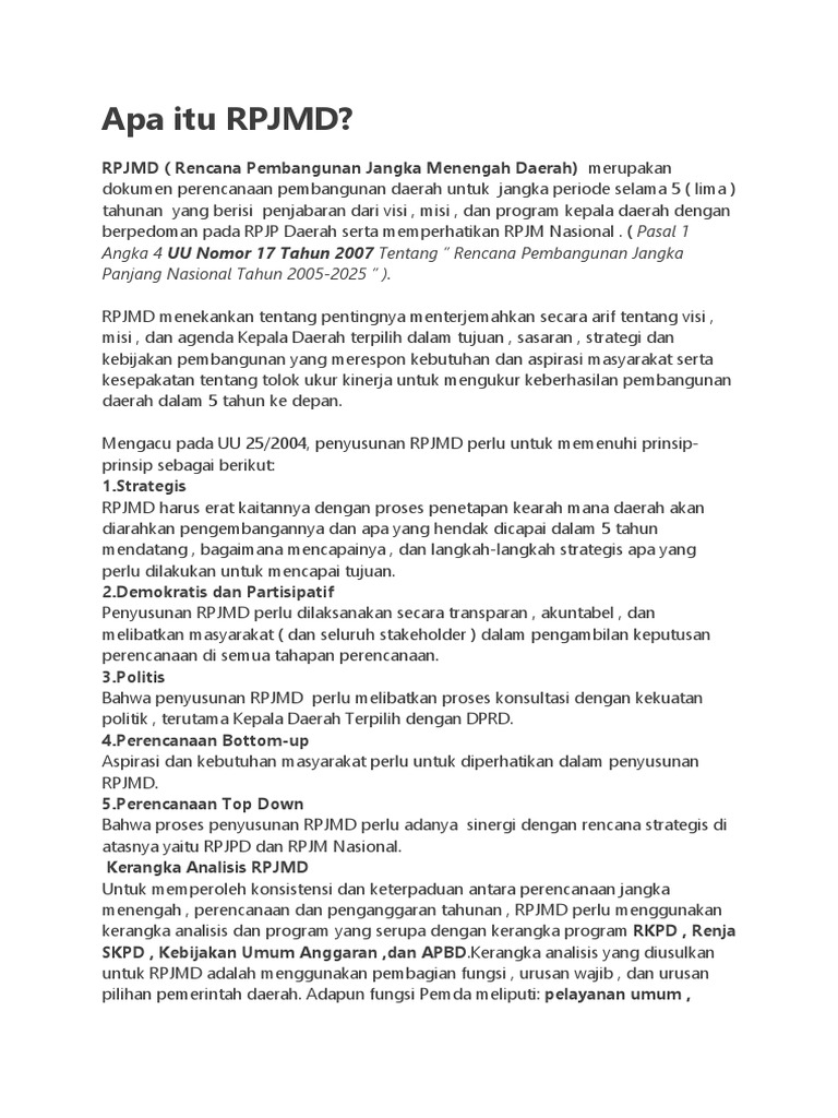 Apa Itu RPJMD | PDF