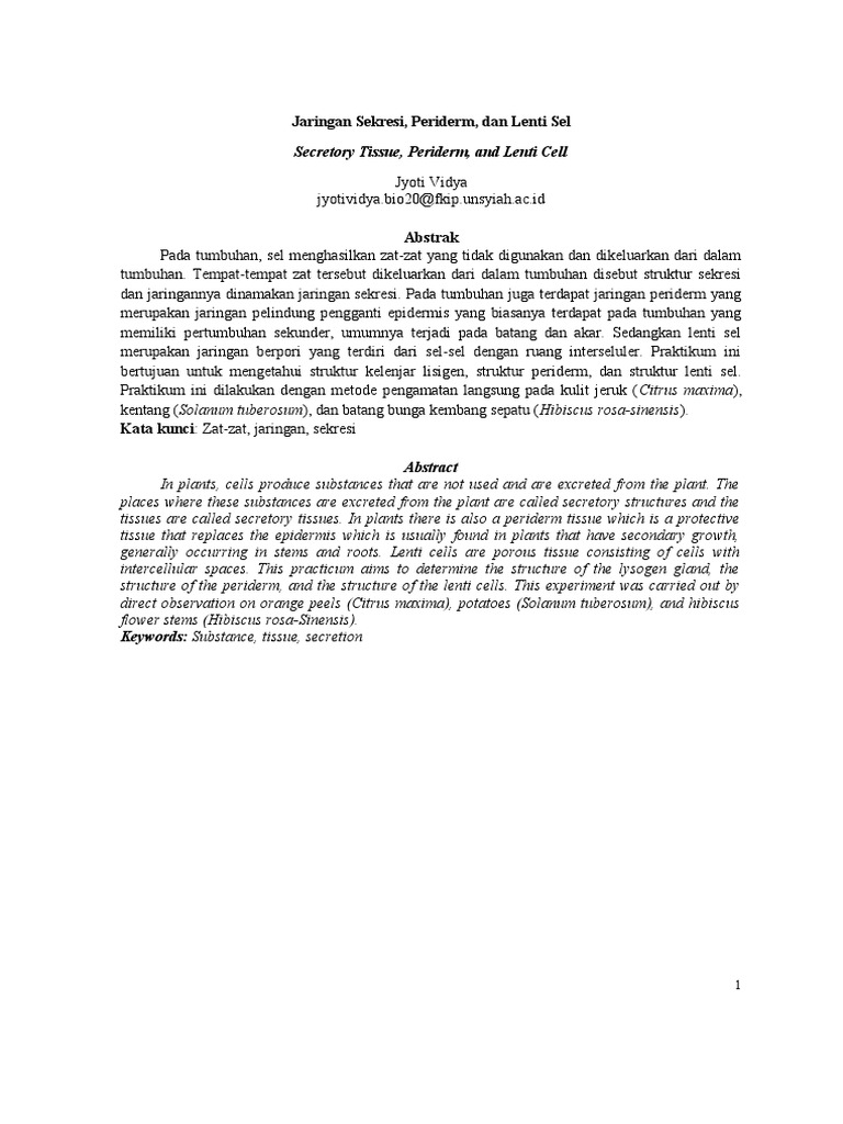 Laporan Sekresi, Periderm | PDF