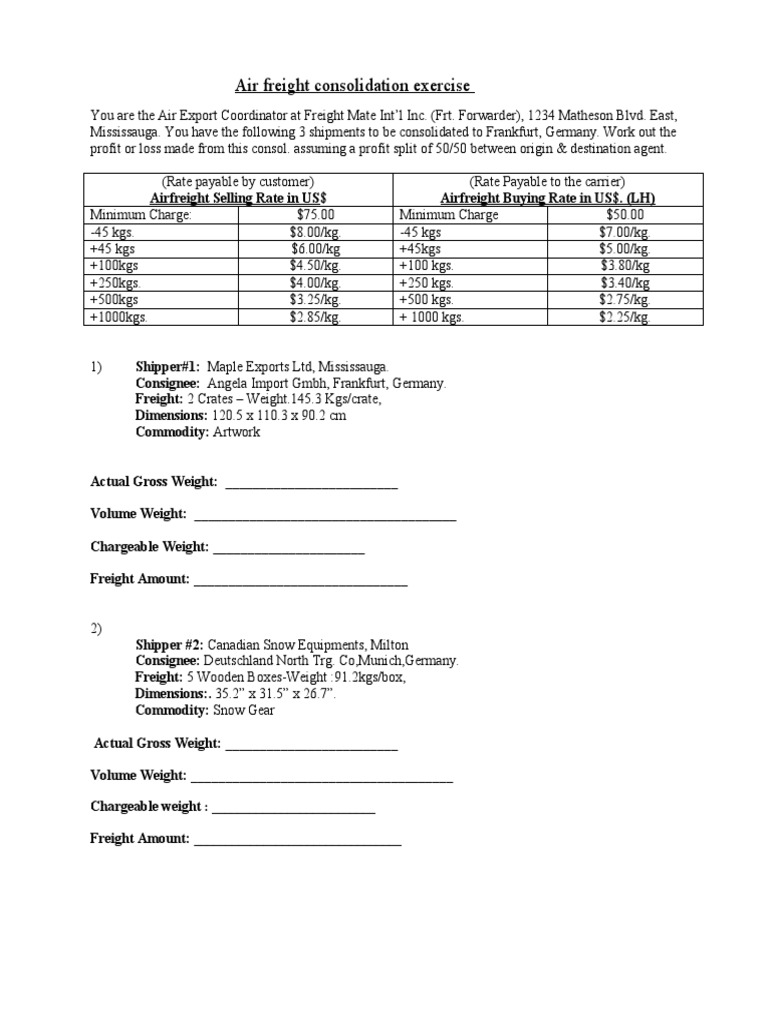 Air Freight Consolidation Exercise 2 | PDF | Cargo | Economies