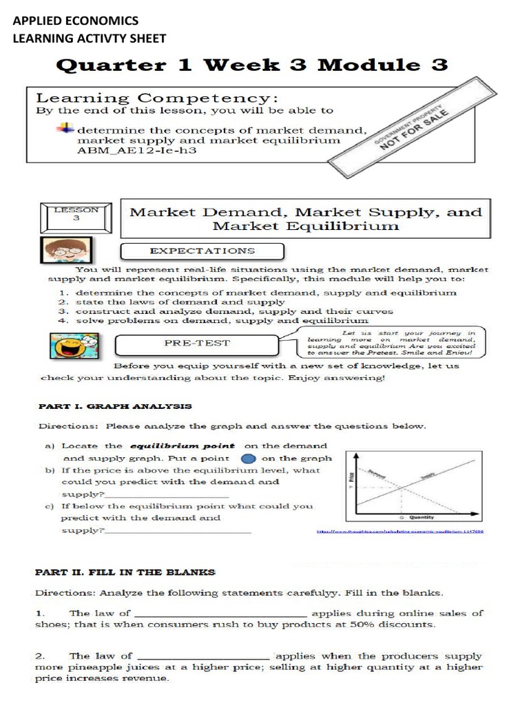 Applied Economics Learning Activity Sheet | PDF | Demand | Supply ...