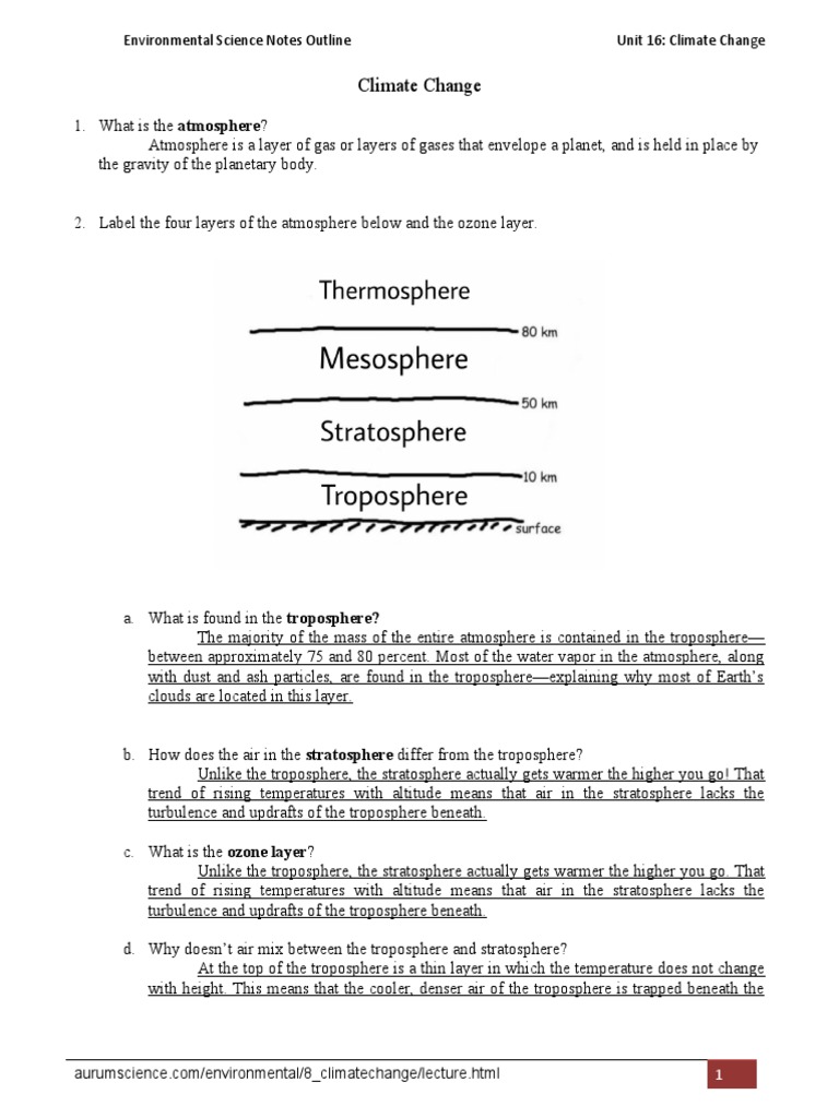 Climate Change Notes Outline | PDF | Atmosphere Of Earth | Climate Change