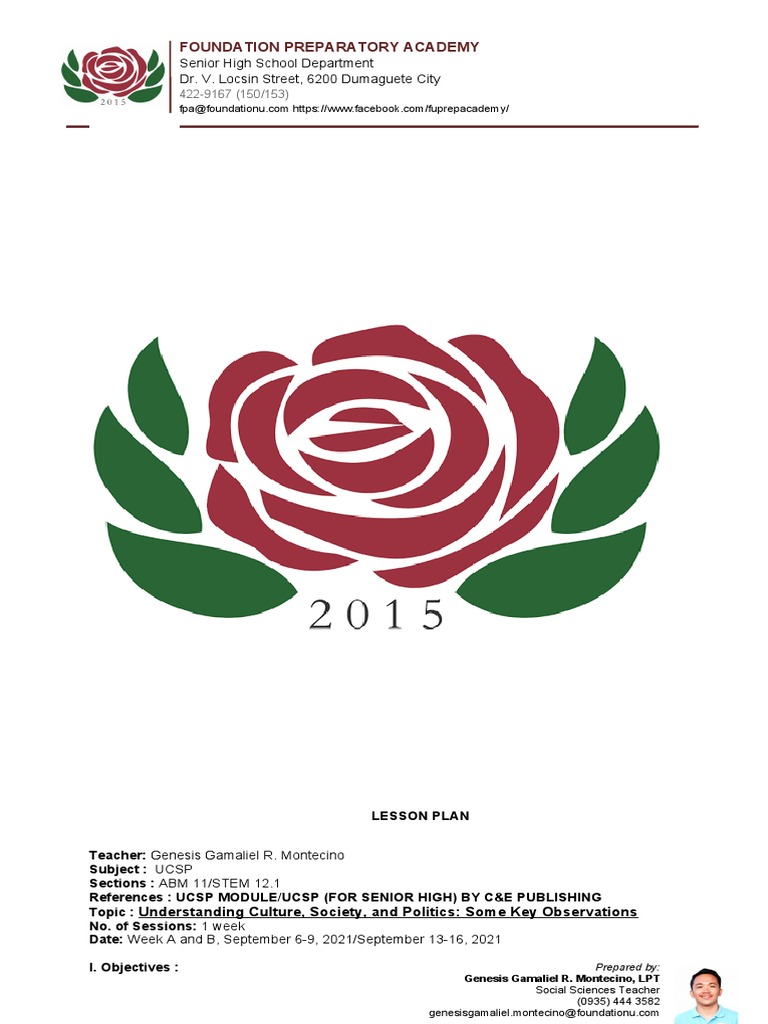 UCSP Lesson Plan: Culture and Society | PDF | Social Group | Society