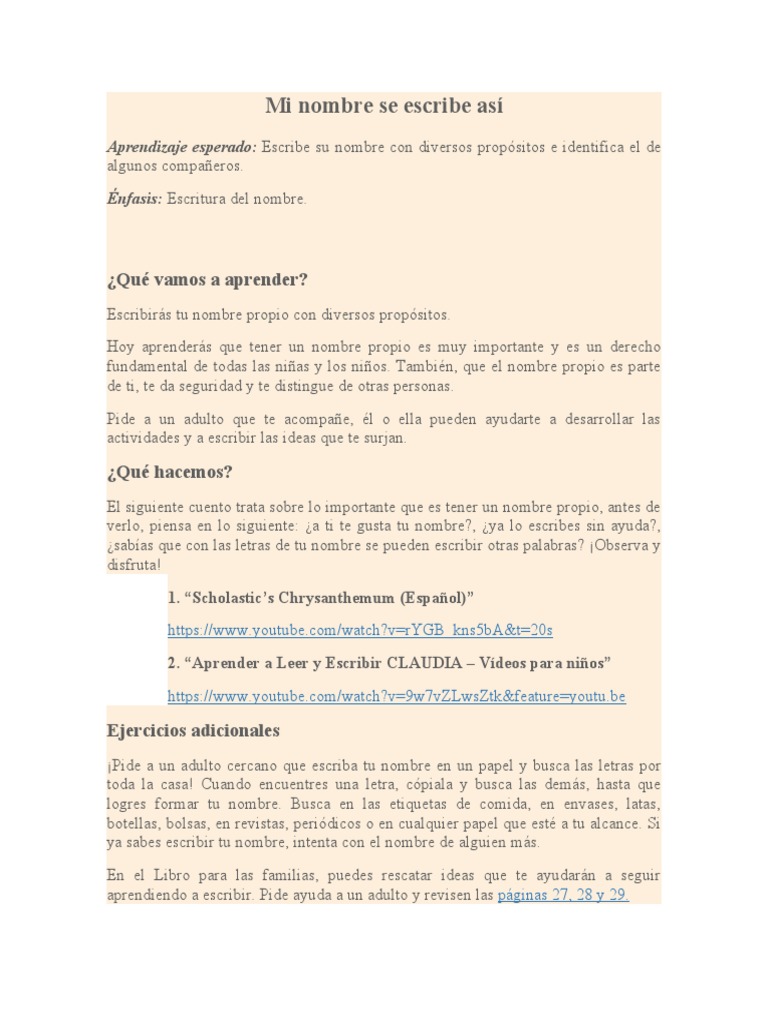 Mi Nombre Se Escribe Así | PDF