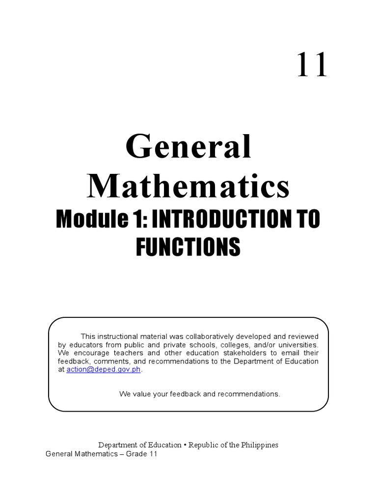 General Mathematics: Module 1: Introduction To Functions | PDF ...