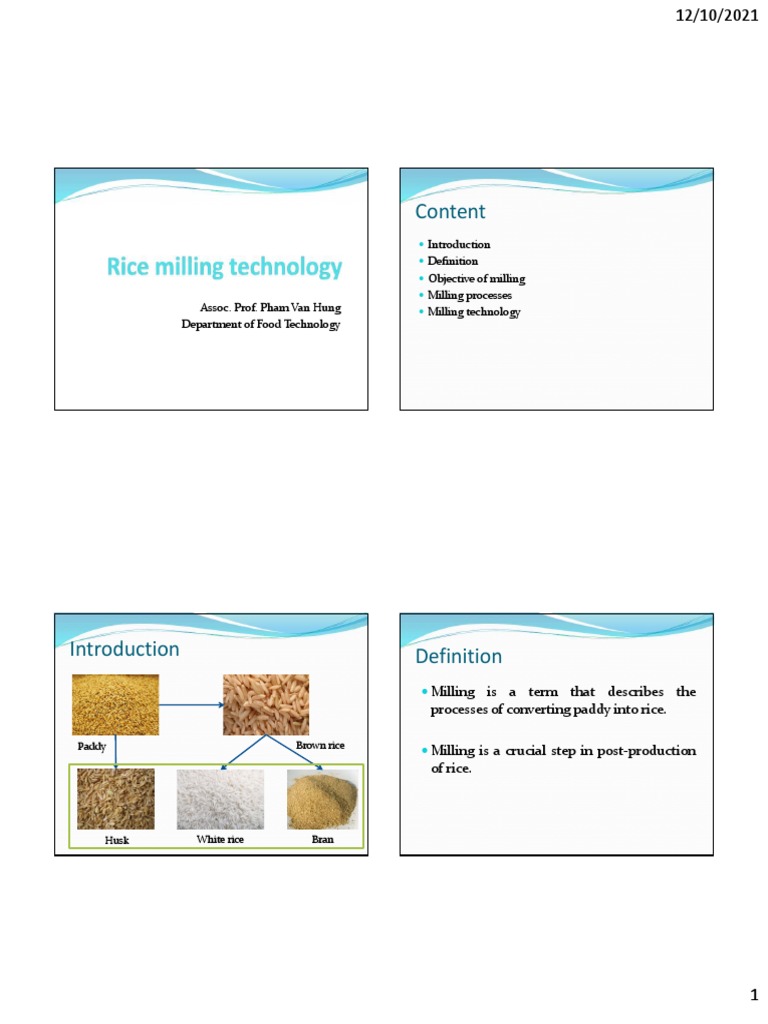 Rice Milling Processes and Technologies | PDF | Rice | Mill (Grinding)