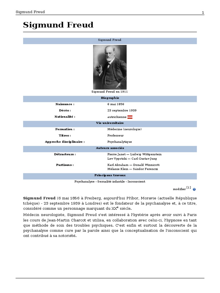 Biographie de Sigmund Freud et psychanalyse | PDF | Sigmund Freud ...