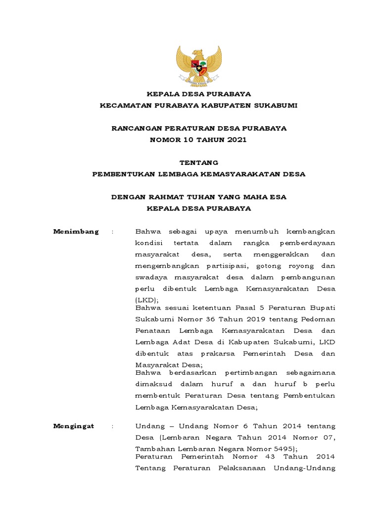 Draf Perdes LKD 2021 | PDF | Ilmu Sosial