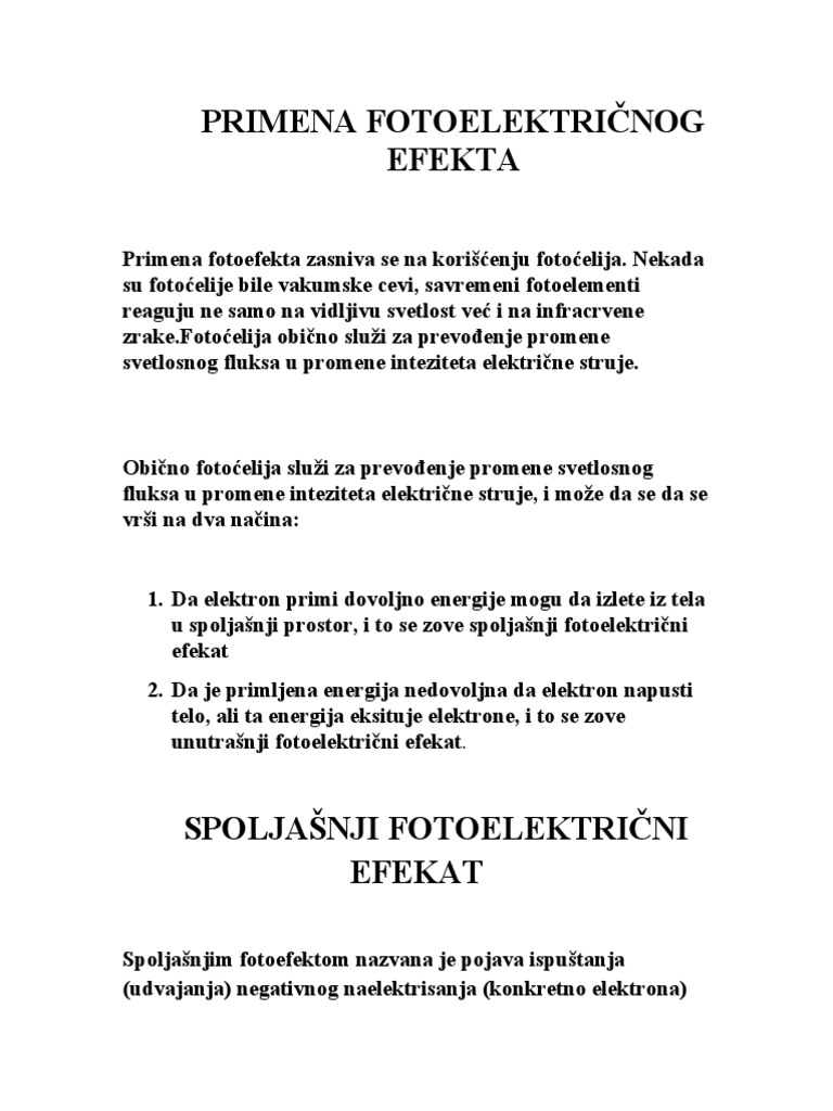 Primena Fotoelektricnog Efekta | PDF