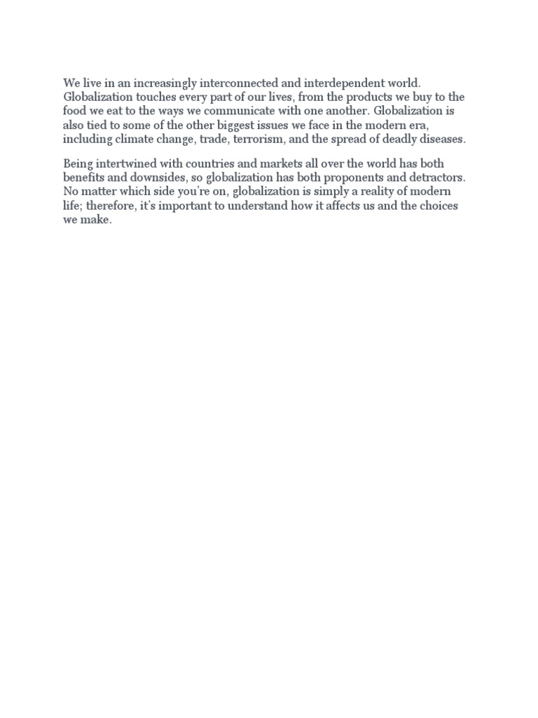 We Live in An Increasingly Interconnected and Interdependent World ...
