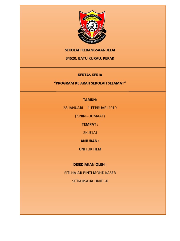Kertas Kerja Sekolah Selamat 3k | PDF