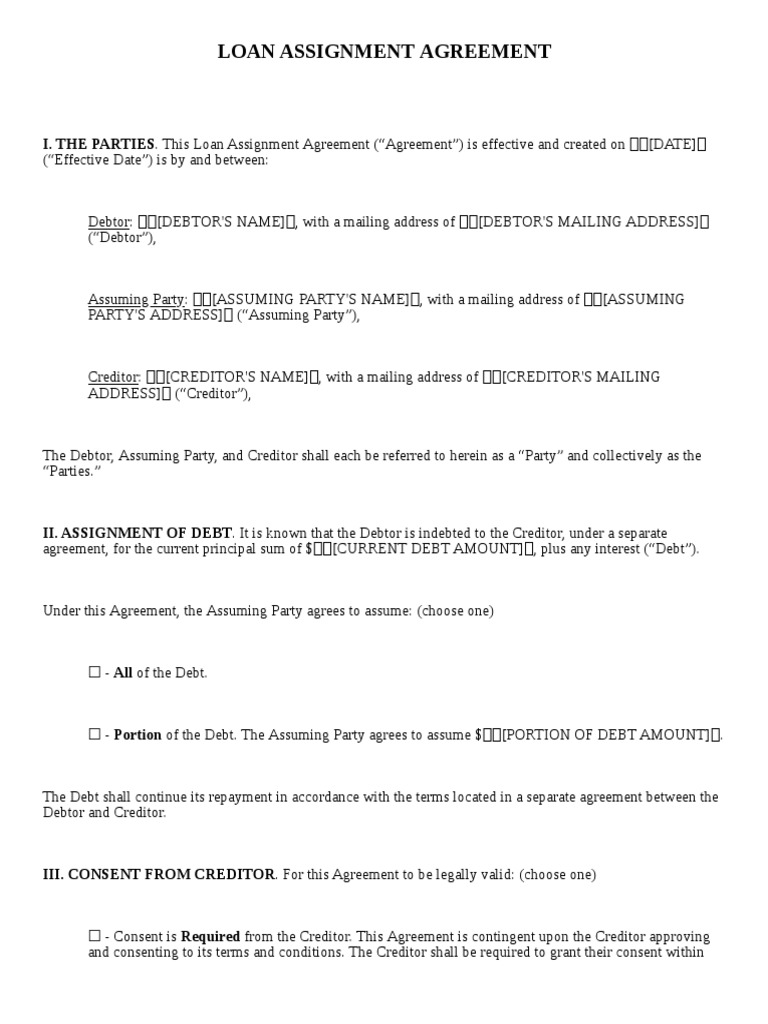 Loan Assignment Agreement | PDF | Debt | Debtor