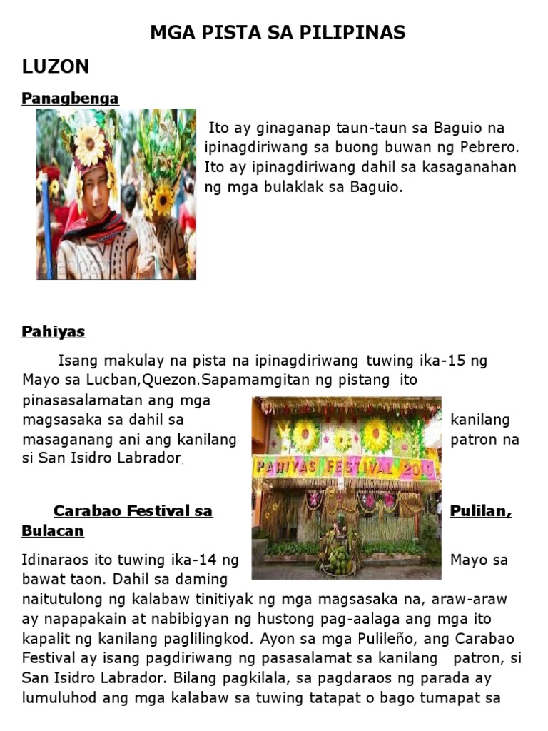 Mga Pista Sa Pilipinas | PDF