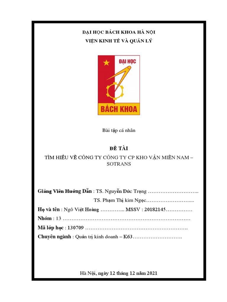 BTCN-NG - Vi T-Ho Ng-20182145-Sotrans | PDF