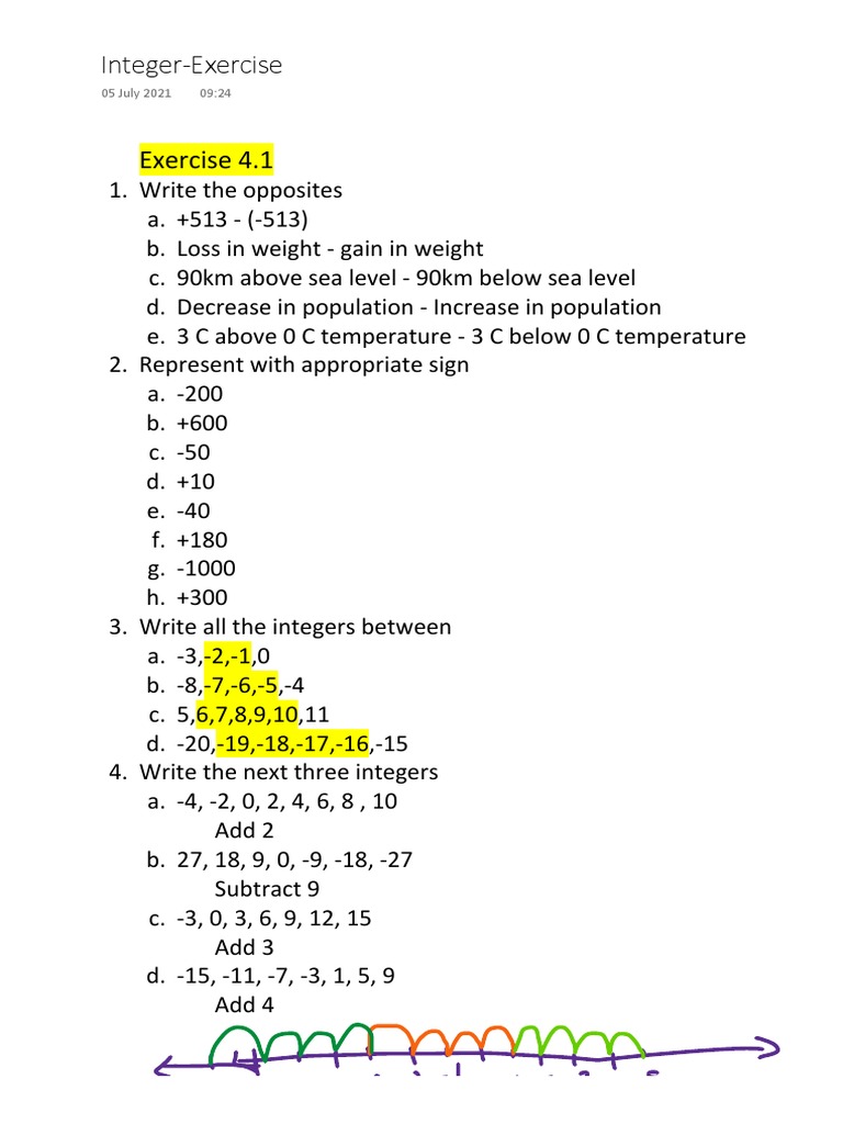 Grade 6 - Integers | PDF
