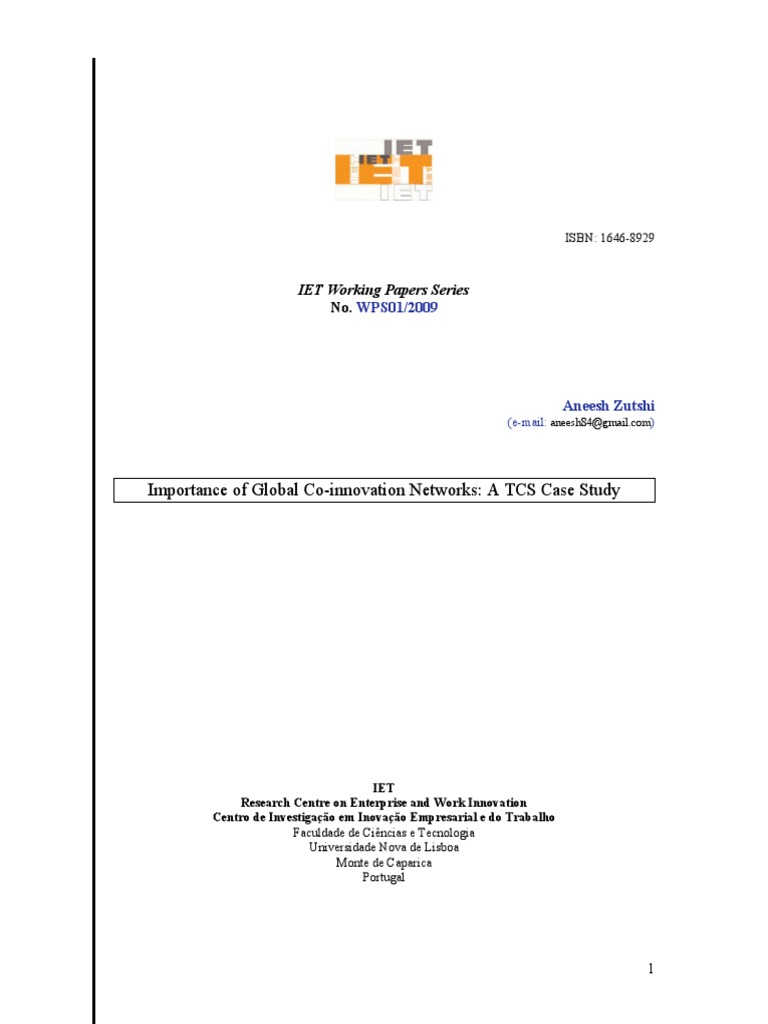 Importance of Global Co-Innovation Networks: A TCS Case Study | Download Free PDF | Innovation ...