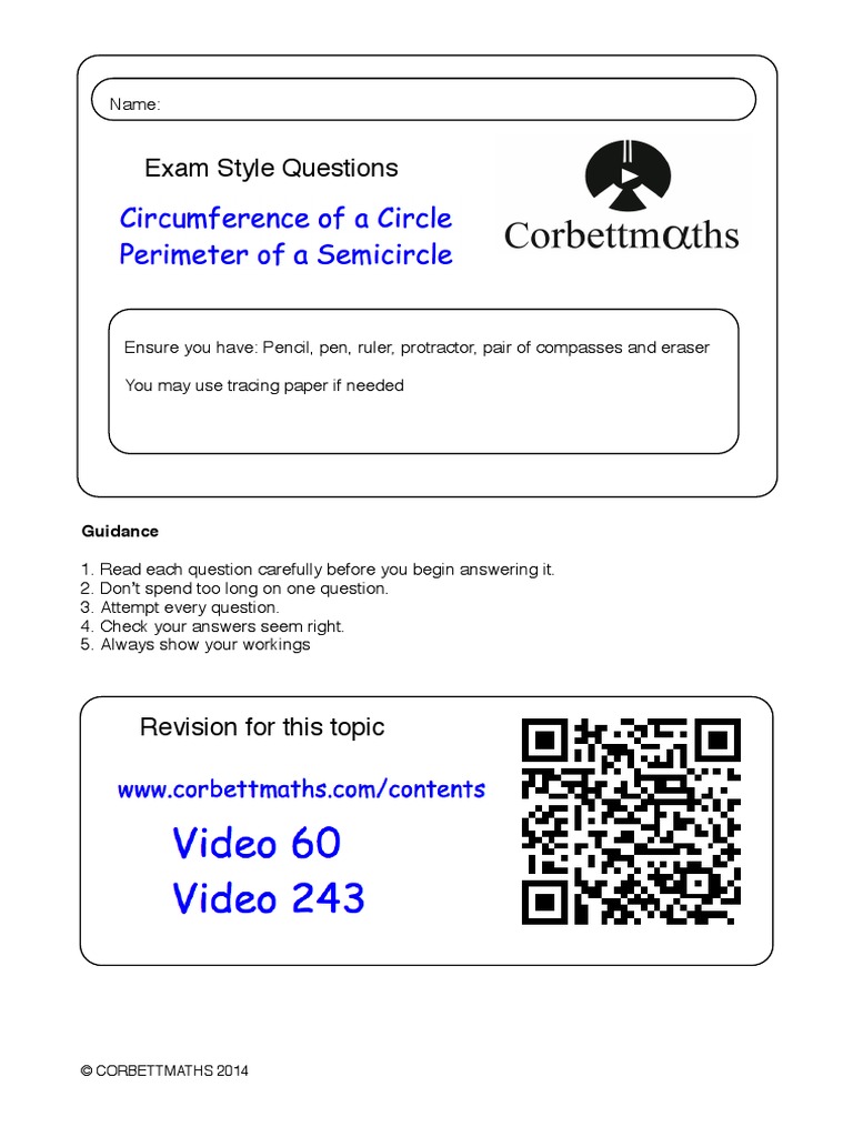 Exam Style Questions: Guidance | PDF | Geometry | Elementary Geometry