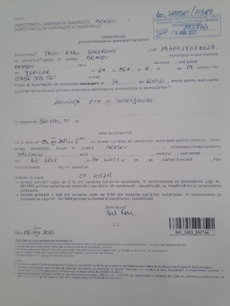 Ordin de Incepere A Lucrarilor | PDF