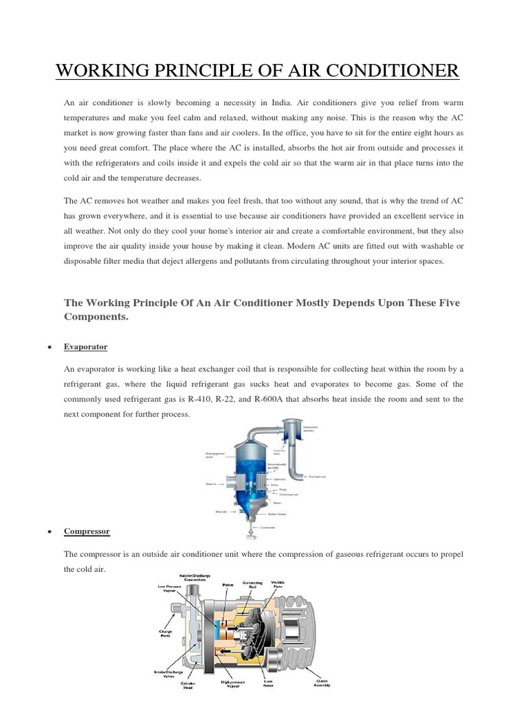 Air Conditioner Working Principles Explained | PDF | Air Conditioning ...