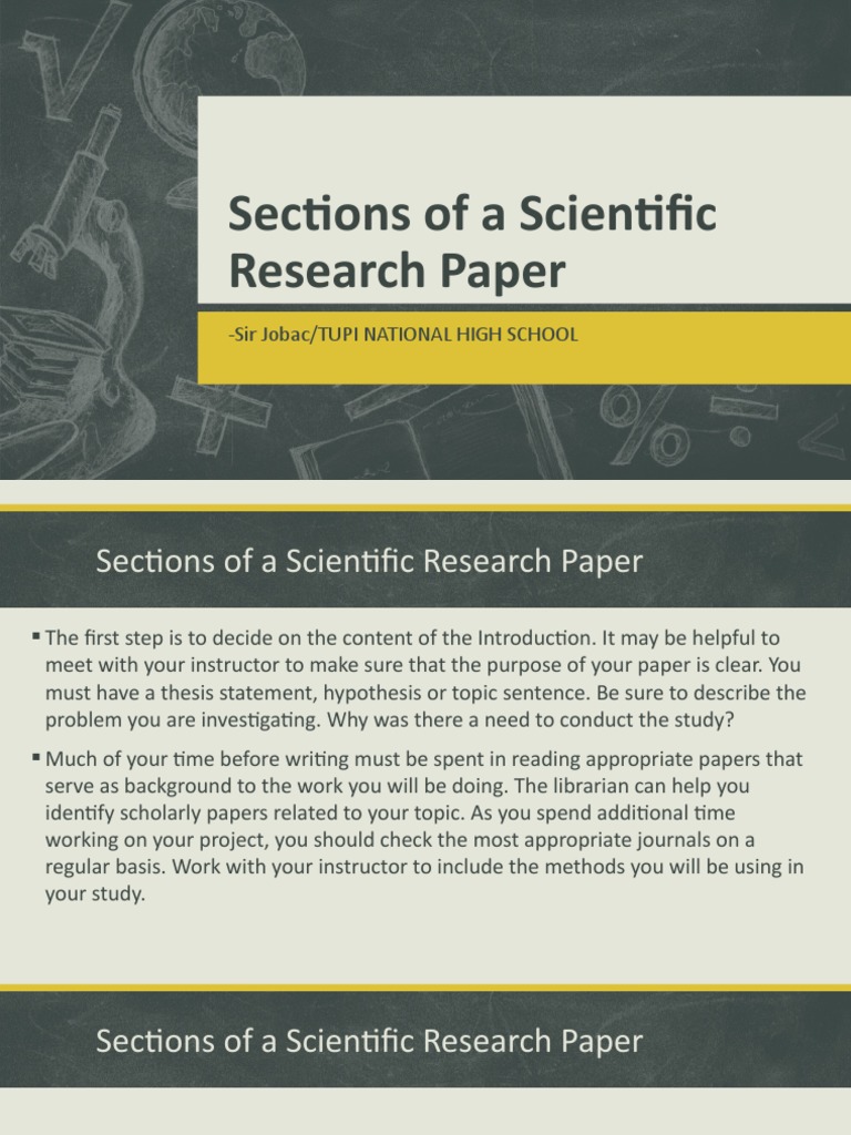 Sections of A Scientific Research Paper | PDF | Scientific Method ...