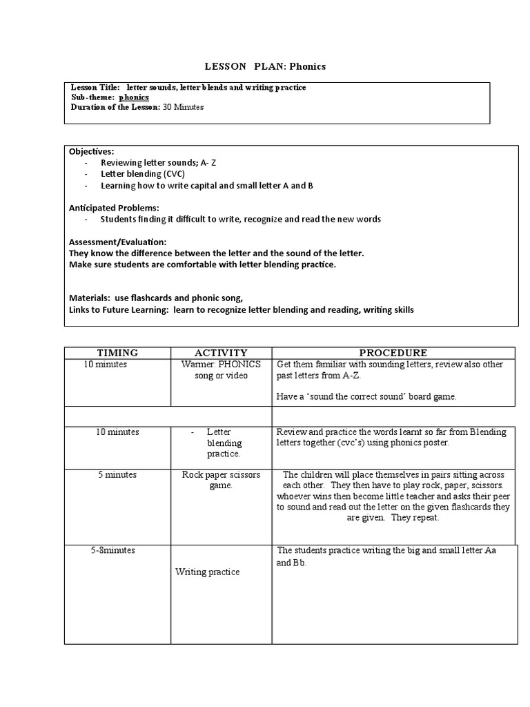 Phonics Open Lesson Plan Jan | PDF | Home & Garden