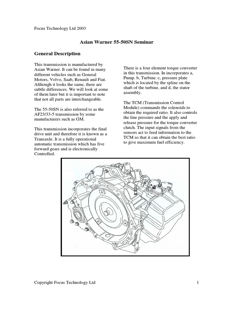 Aw55-50 SN | PDF | Transmission (Mechanics) | Automatic Transmission