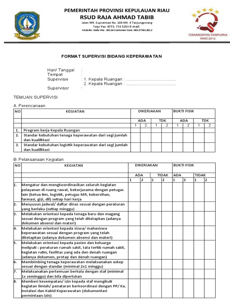 Format Laporan Supervisi Keperawatan | PDF