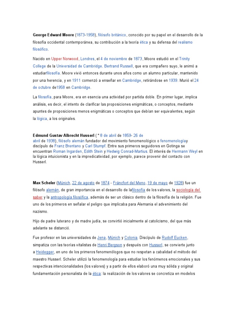 George Edward Moore: Filósofo del Realismo | PDF | Edmund Husserl ...
