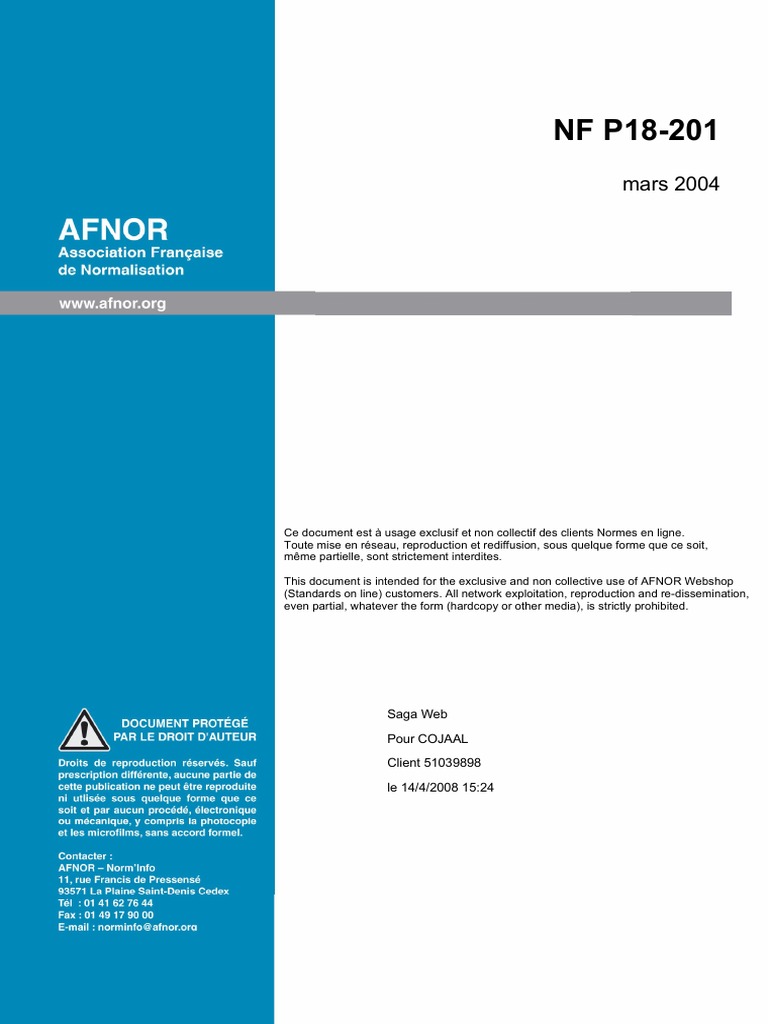 NF P18-201 (Ouvrages en Béton) | PDF