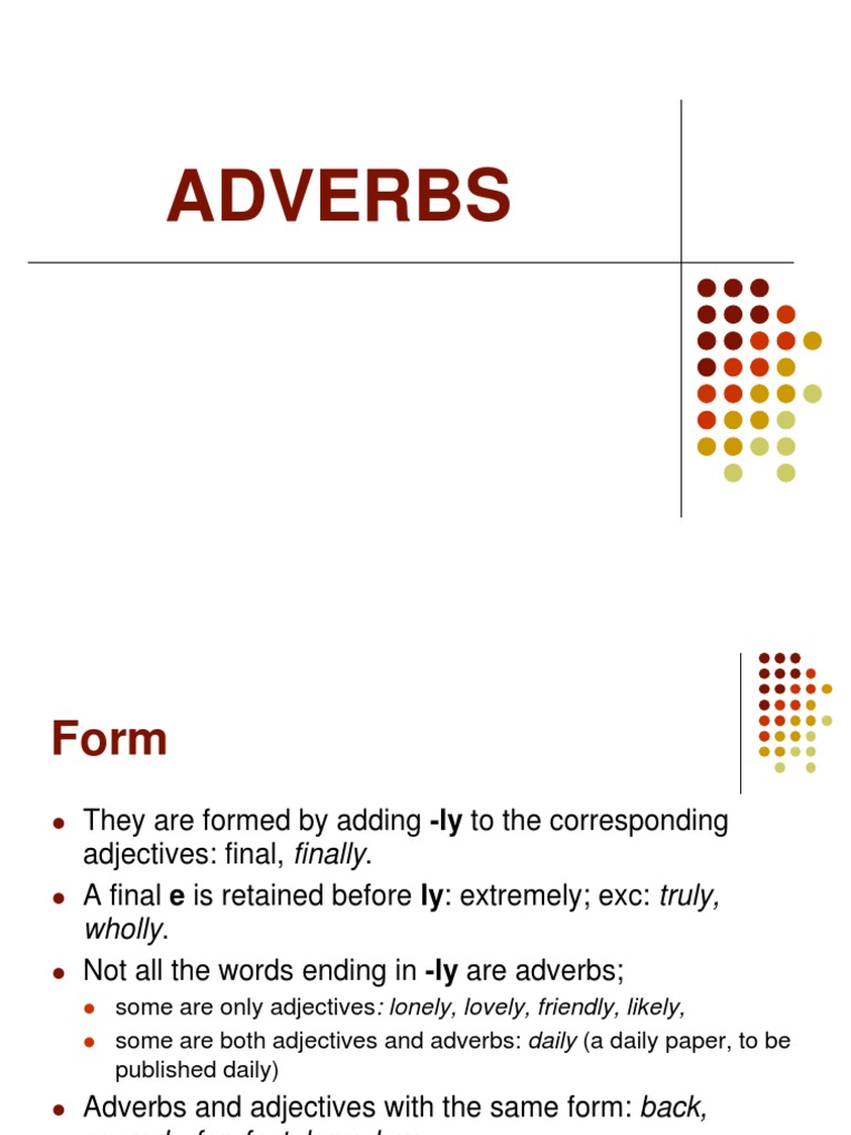 A Comprehensive Guide to Adverbs: Their Formation, Comparison, Positions, and Different Forms ...