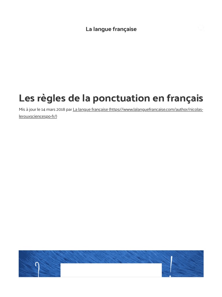 Les Règles de La Ponctuation en Français - La Langue Française | PDF ...