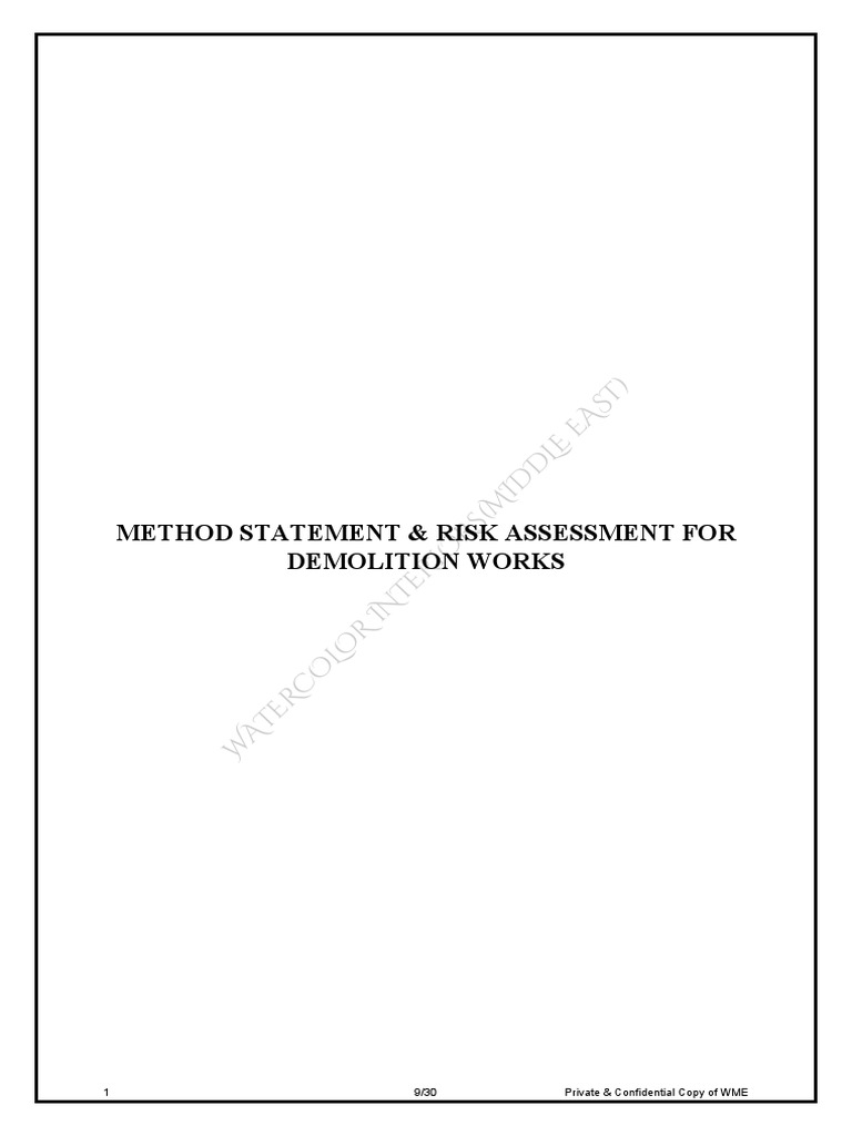 Method Statement& Risk Assesment For Demolition Works | PDF ...