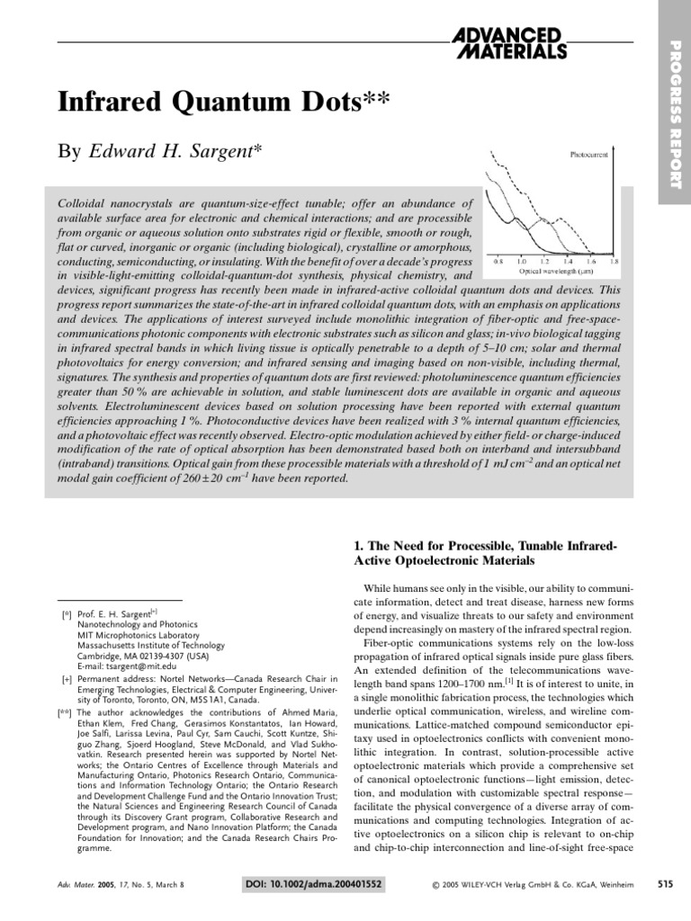 Infrared Quantum Dots | PDF | Infrared | Absorption Spectroscopy