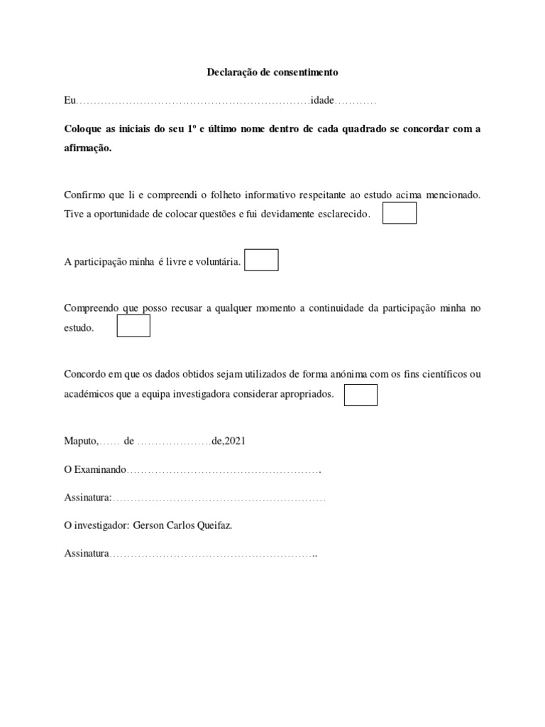 Declaração de Consentimento | PDF