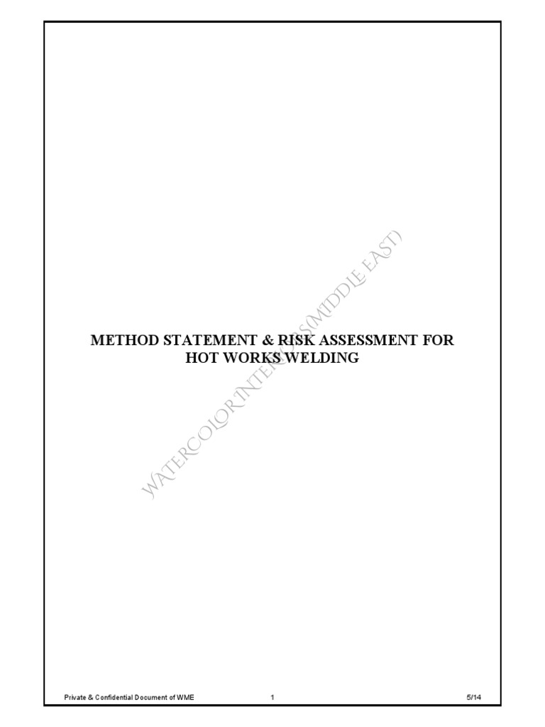 Method Statement & Risk Assessment For Hot Works Welding | PDF ...