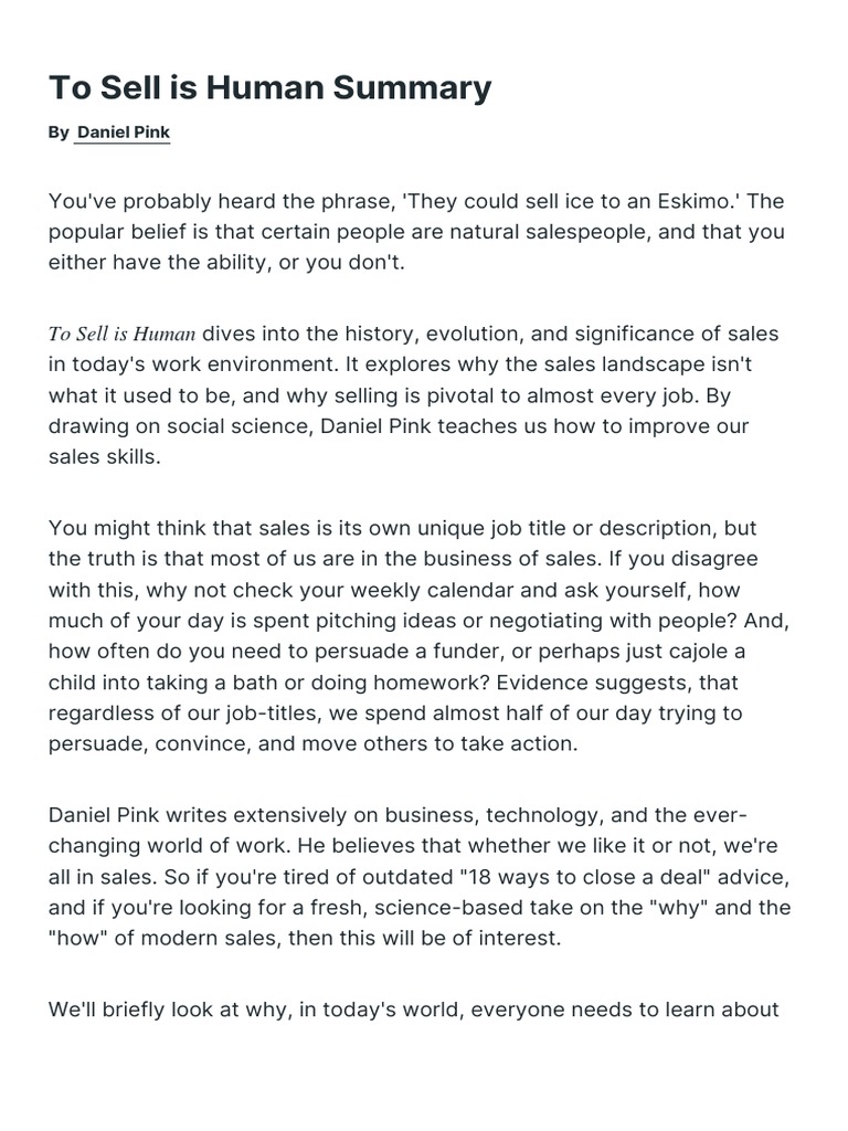 To Sell Is Human | PDF | Sales | Psychological Resilience