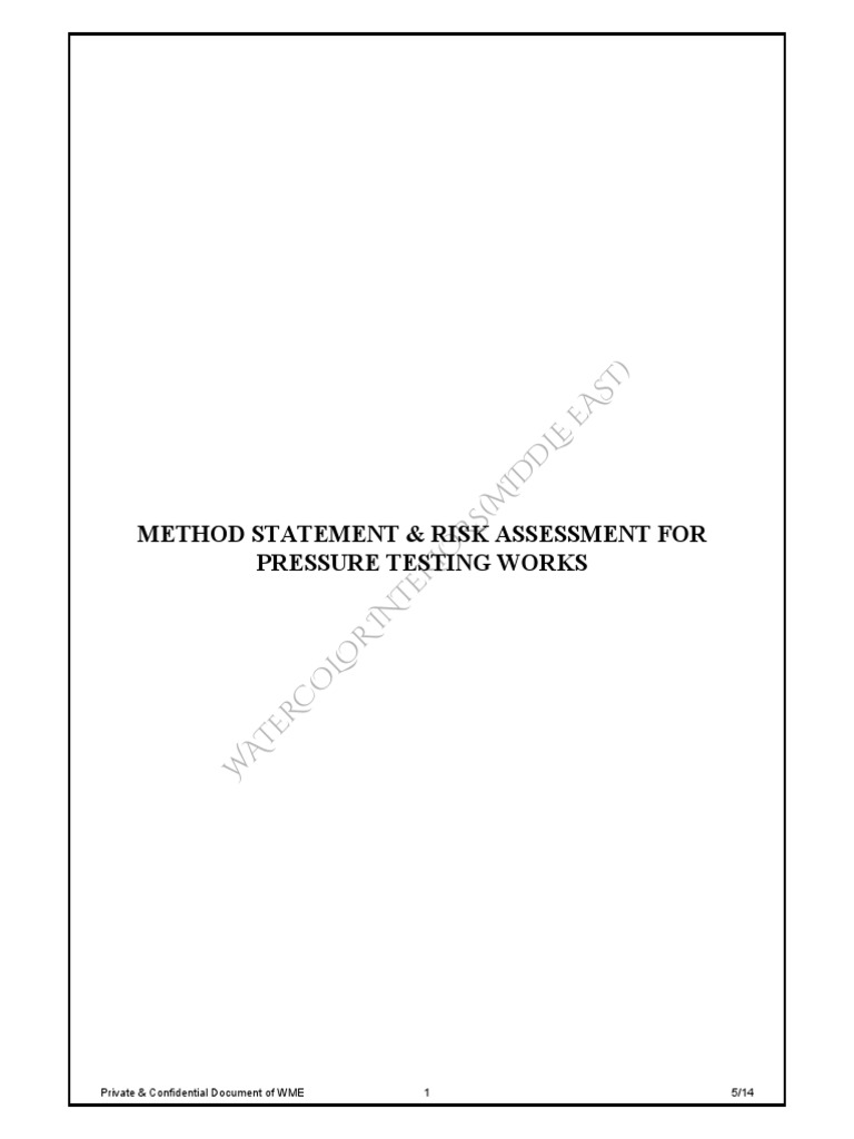 Method Statement & Risk Assessment For Pressure Testing | PDF | Welding ...