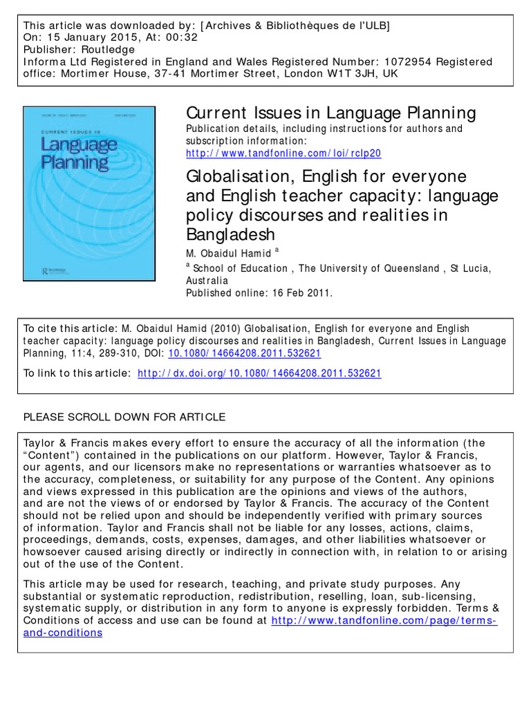 Globalisation, English for Everyone Policies, and the Challenges of ...