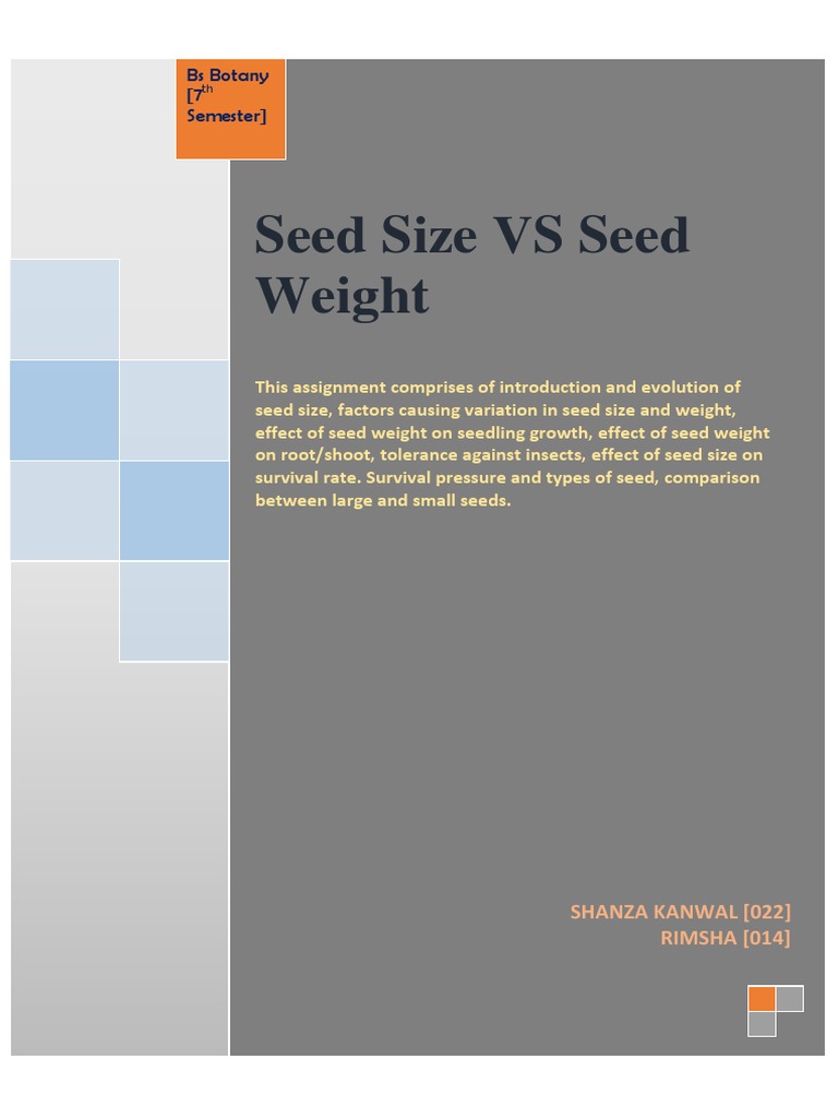 Seed Size VS Seed Weight: Bs Botany (7 Semester) | PDF | Seed | Seedling