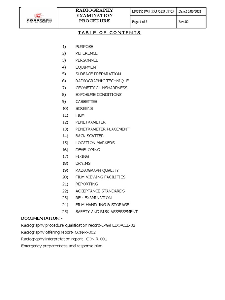 Radiography Examination Procedure | PDF | Radiography | Welding