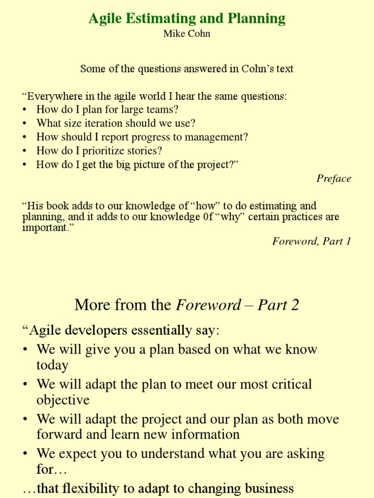 Agile Estimating and Planning - Cohn | PDF | Agile Software Development | Risk