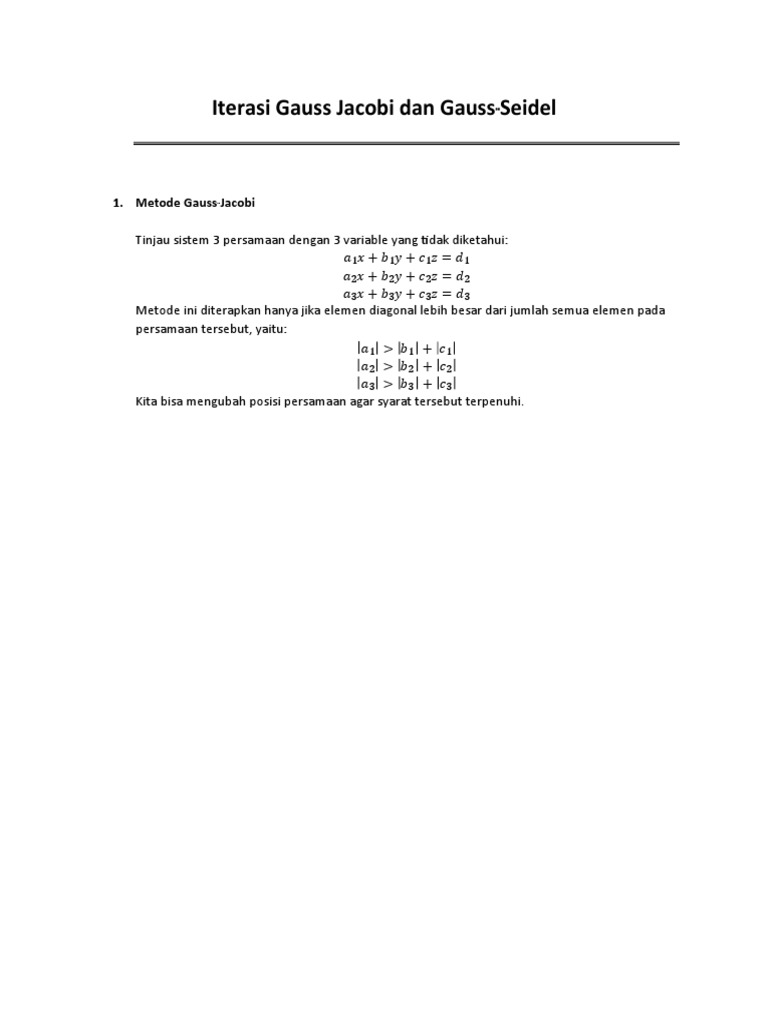 Materi Gauss Jacobi Dan Gauss Siedel | PDF
