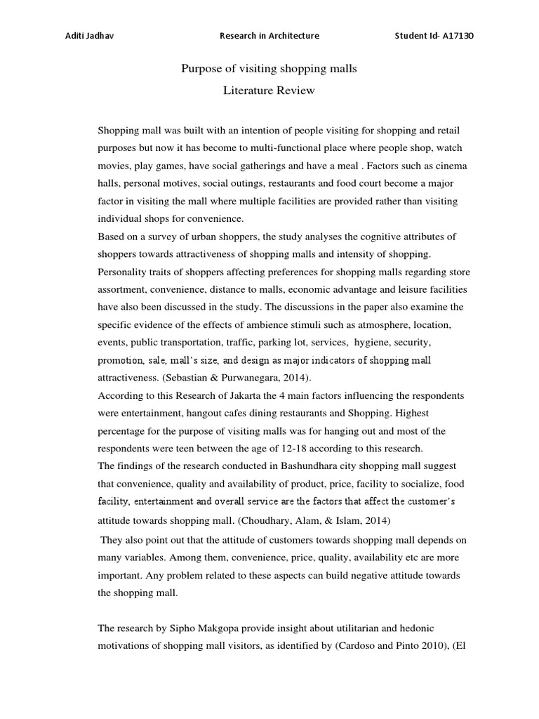 Literature Review | PDF | Retail | Shopping Mall