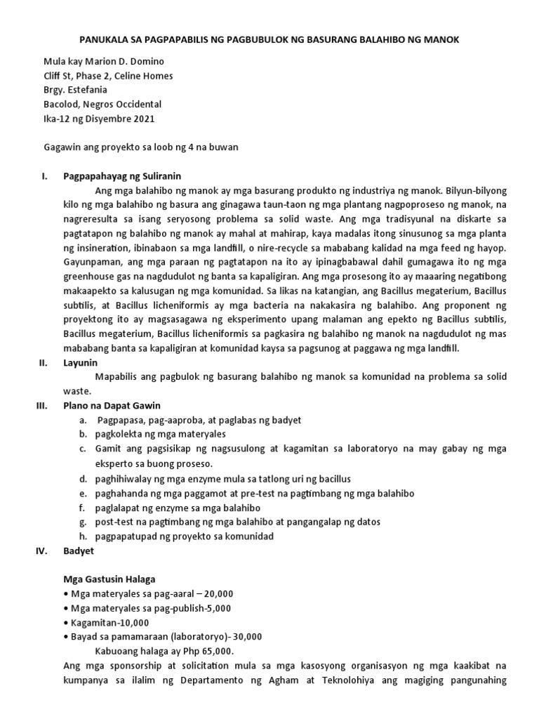 Panukalang Proyekto | PDF