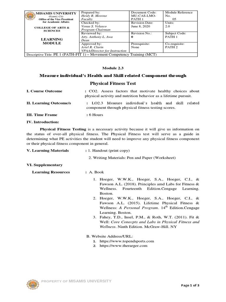 Measure Individual's Health and Skill Related Component Through ...