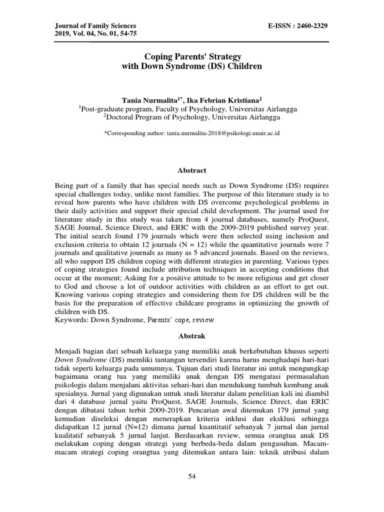 Coping Parents' Strategy With Down Syndrome (DS) Children: Tania ...