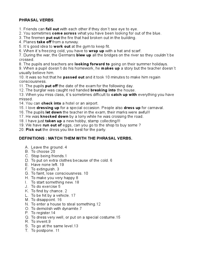 Respuestas Phrasal Verbs 2 | PDF