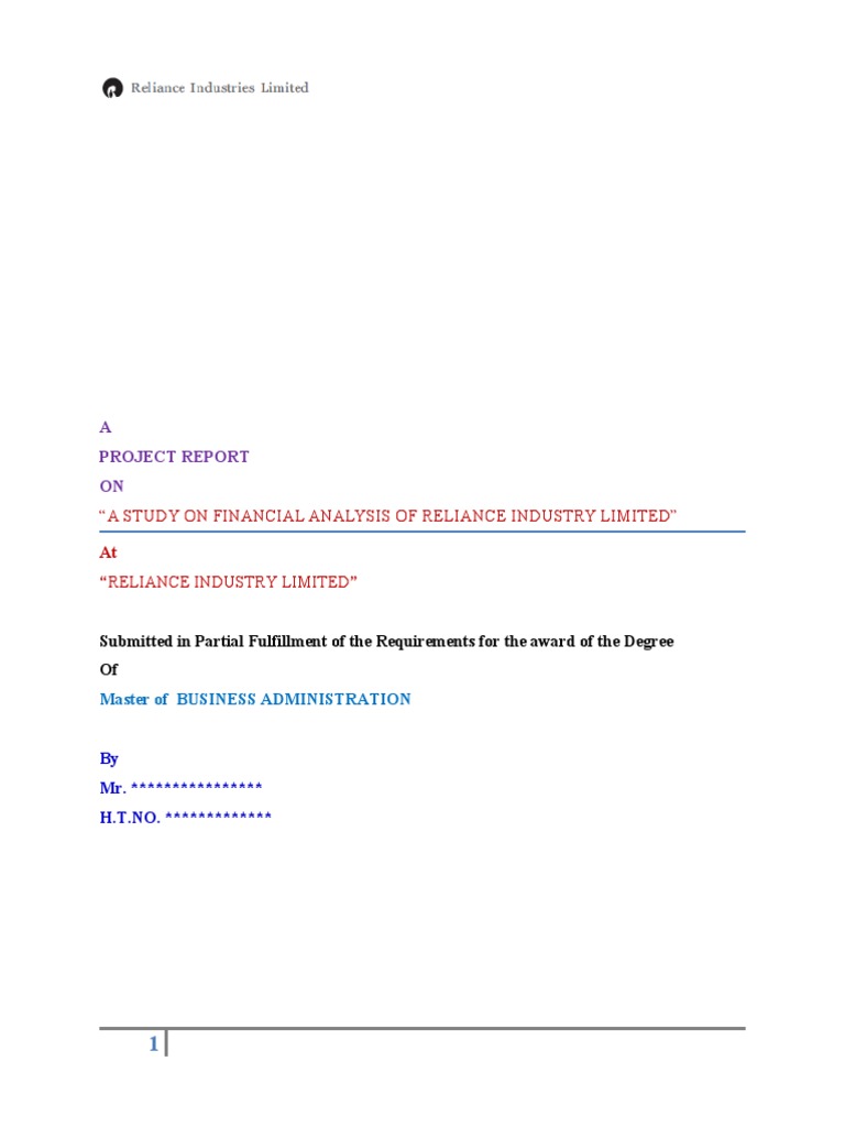 Financial Analysis of Reliance Industry Limited | PDF | Working Capital ...