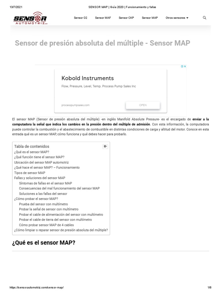 Funcionamiento y fallas del sensor MAP | PDF | Sensor | Resistencia Eléctrica y Conductancia