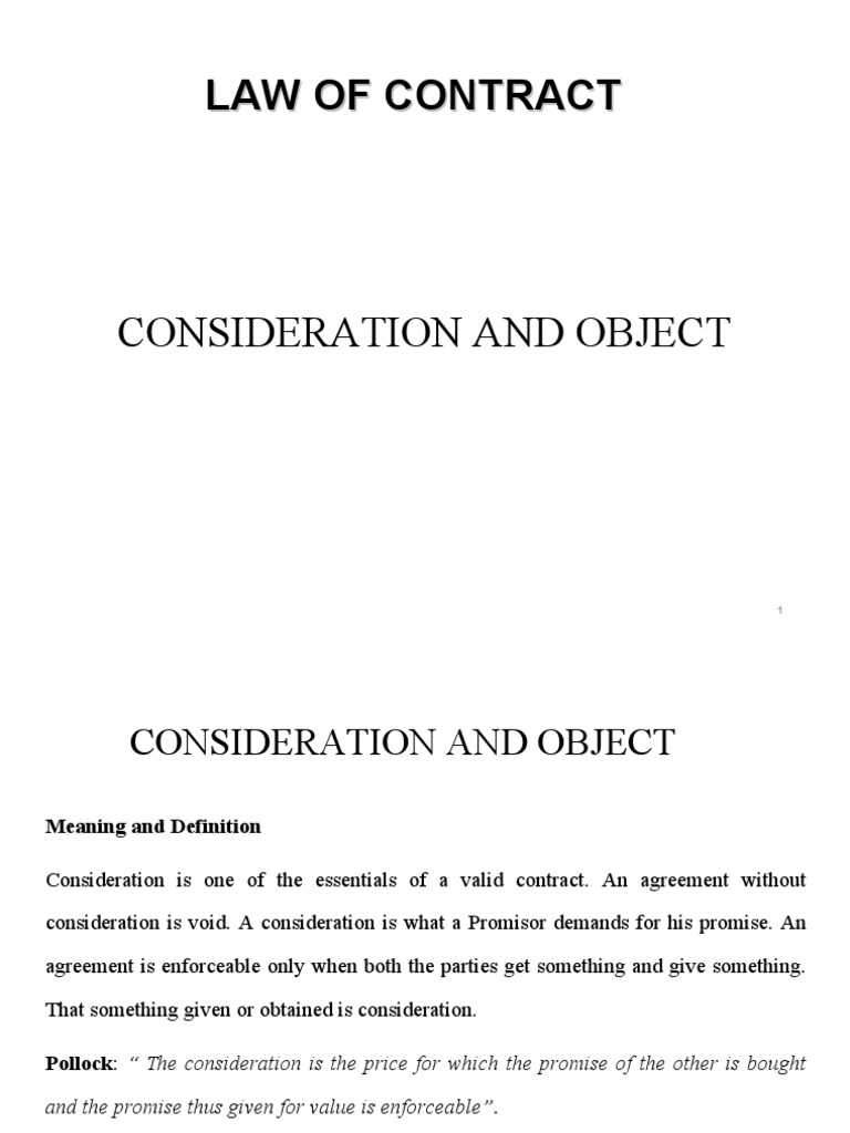 4 Consideration and Object | PDF | Consideration | Assignment (Law)