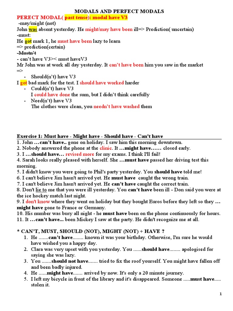 Modals and Perfect Modals | PDF